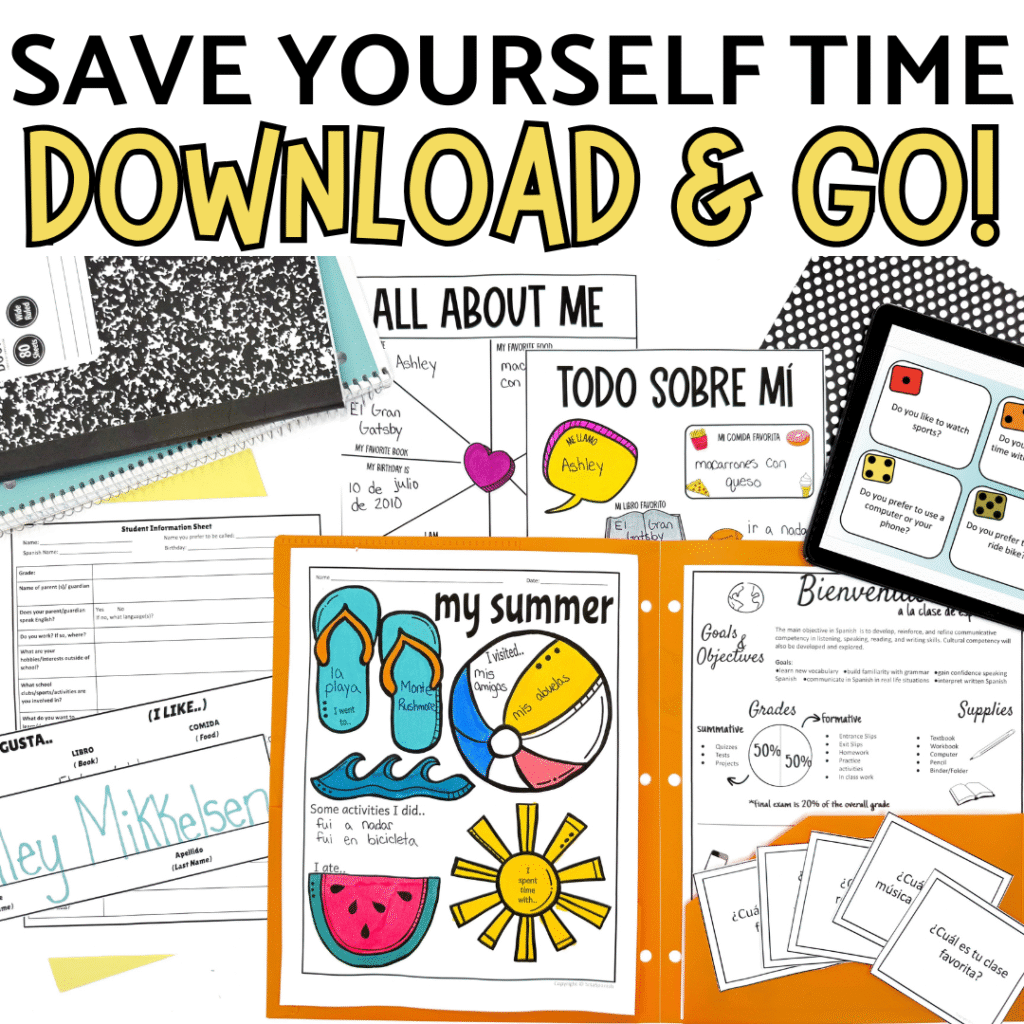 Back to School Activities All About Me in Spanish Student Information ...
