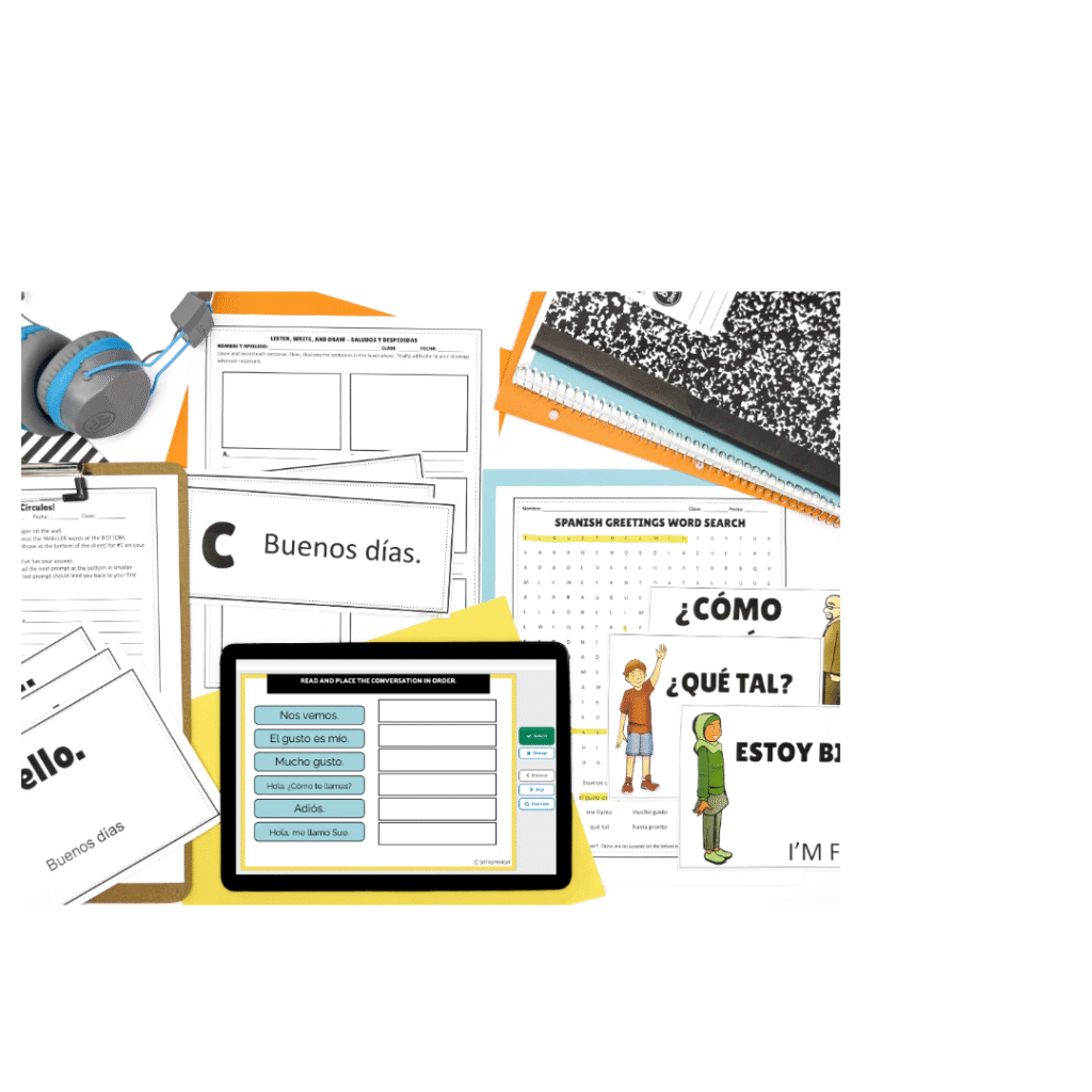 Saludos y Despedidas Spanish Worksheets Greetings Vocabulary Spanish 1 ...