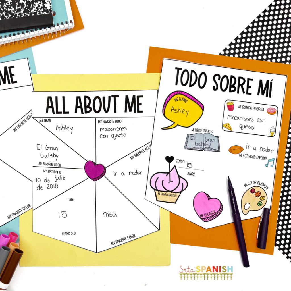 Back to School Activities All About Me in Spanish Student Information ...