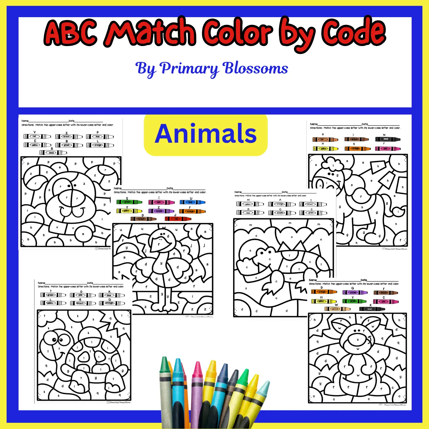 ABC Match - Color by Code- Animal Themed - TeacherStore.io™
