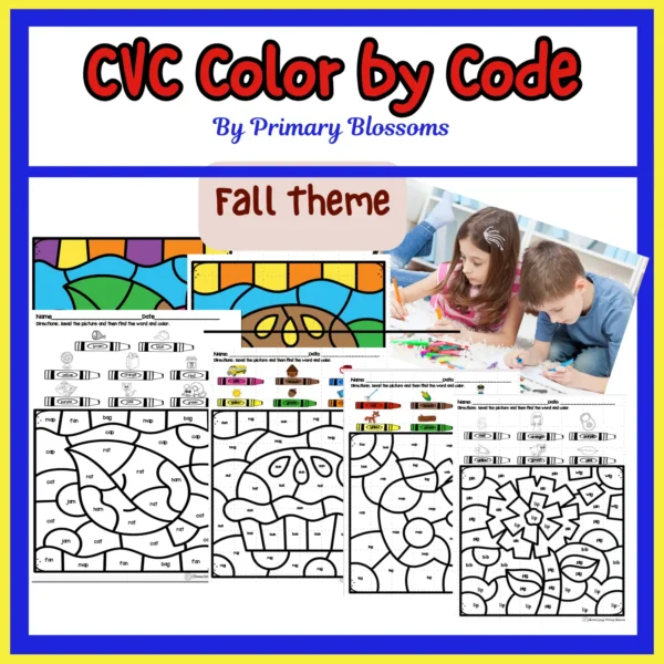 CVC Color by Code – Autumn Literacy Fun- Primary - TeacherStore.io™