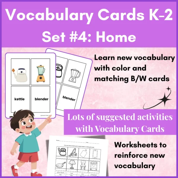 Kindergarten 1st 2nd Grade Vocabulary Cards Set 4: Home - TeacherStore.io™