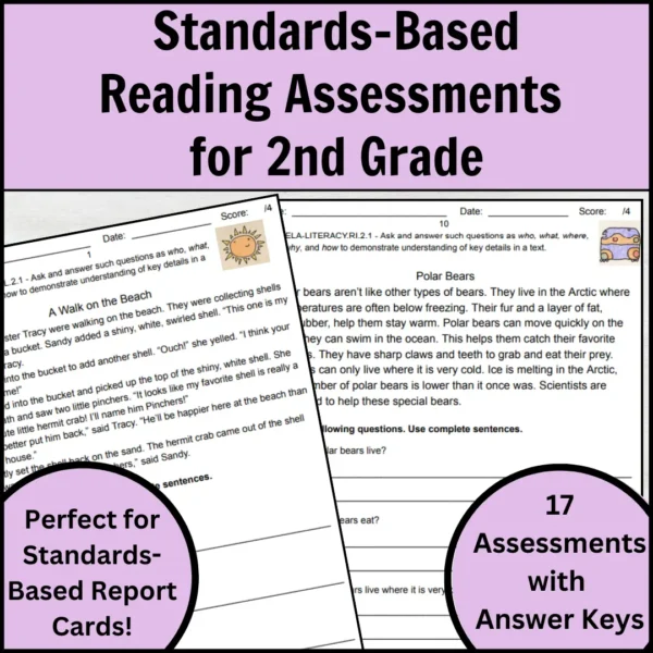 2nd Grade Common Core Reading Assessments for Standards Based Grading ...