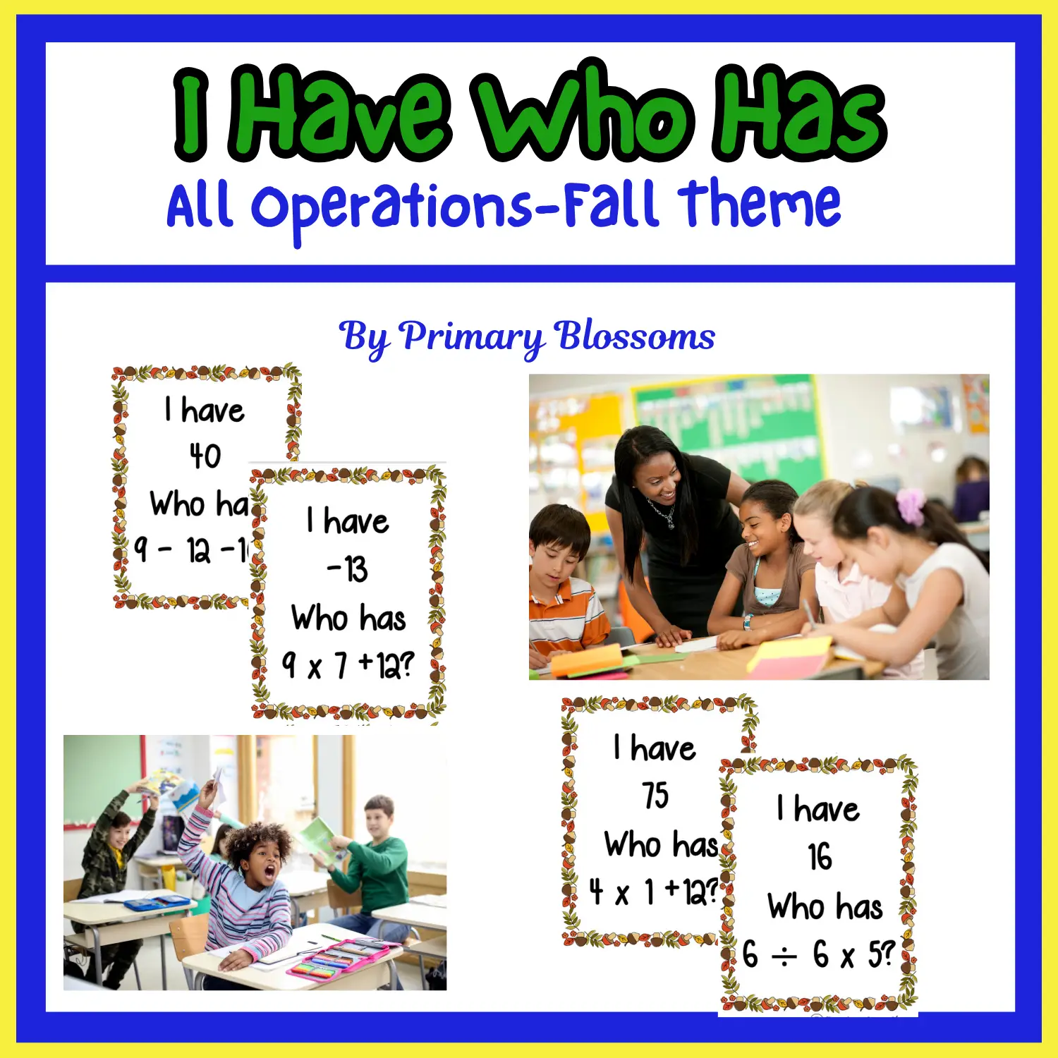 I Have Who Has- All Operations- Fall Theme - TeacherStore.io™