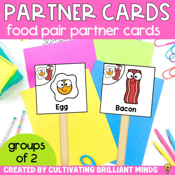 20 Sets of Partner Food Pair Up Set Cards | Back to School | Partner ...