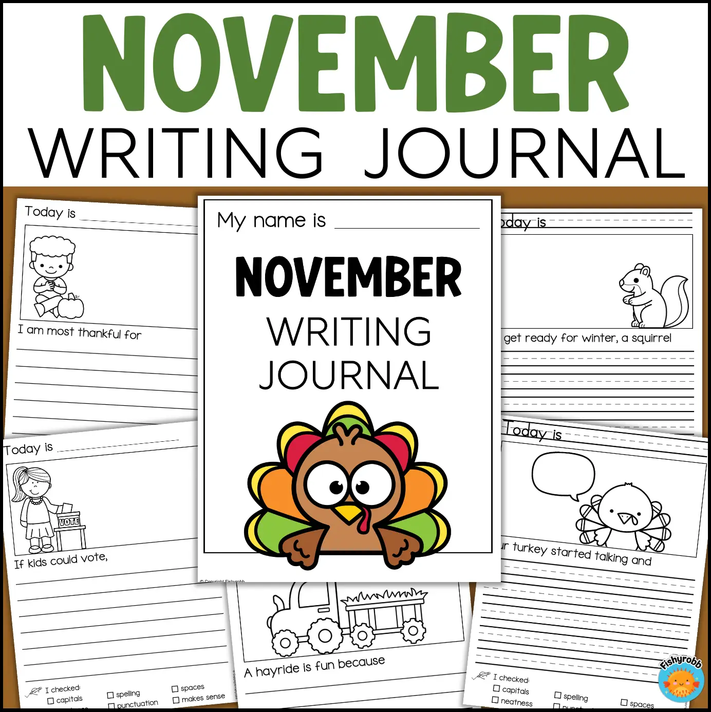 November Writing Prompts Daily Writing Journal First Grade Second Grade ...