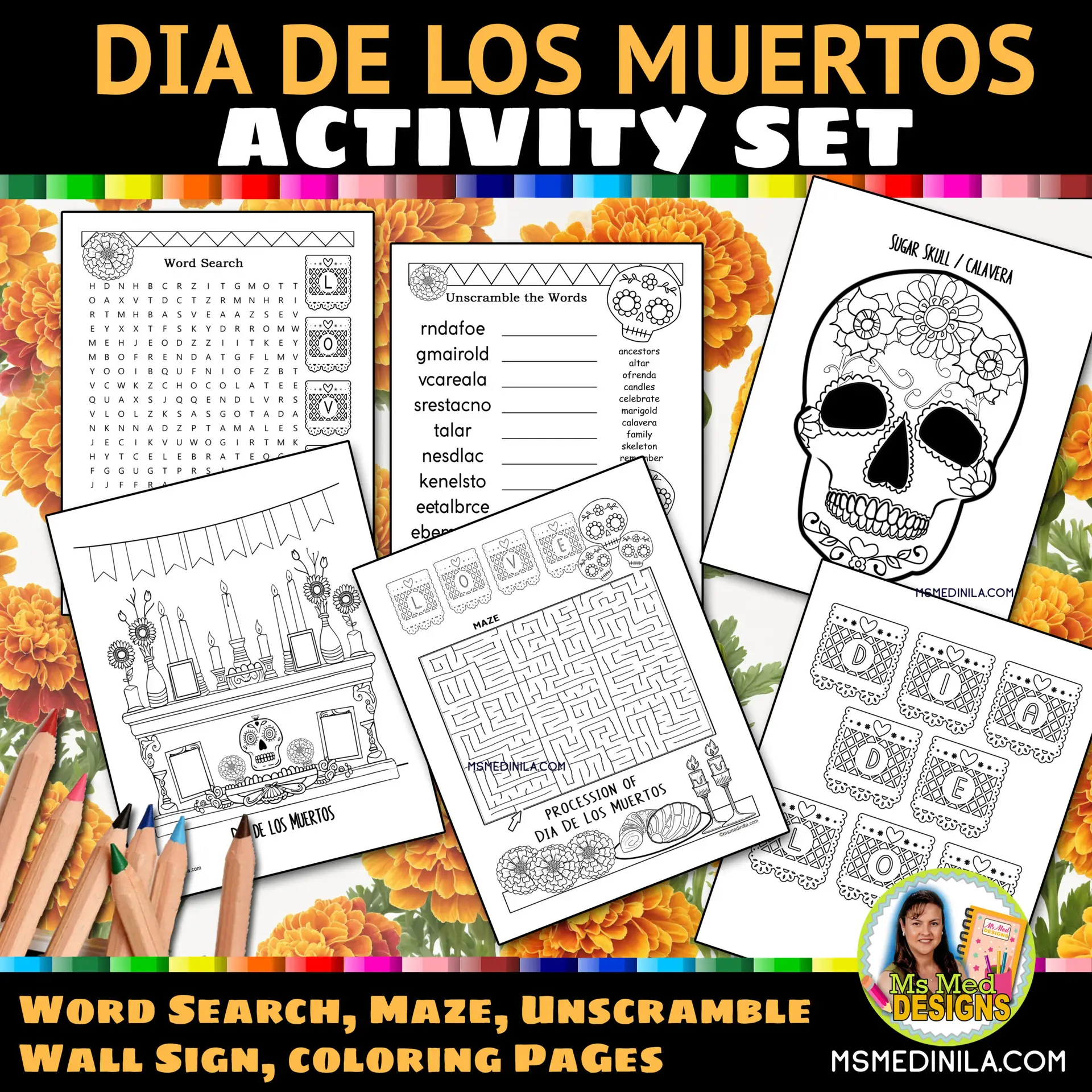 Dia De Los Muertos Coloring Activities Grades 2-4 Culturally Relevant ...
