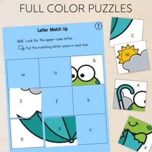 Alphabet Letter Recognition Upper and Lower Case Match Picture Puzzles ...