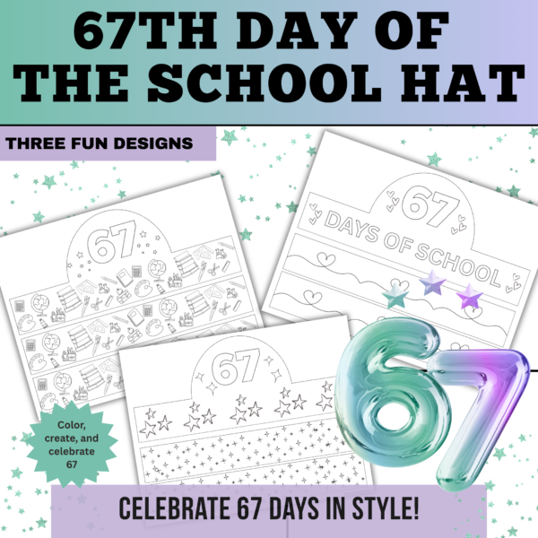 67 day of School Activities - 3 Hat Designs | 67th Day Crown Coloring ...