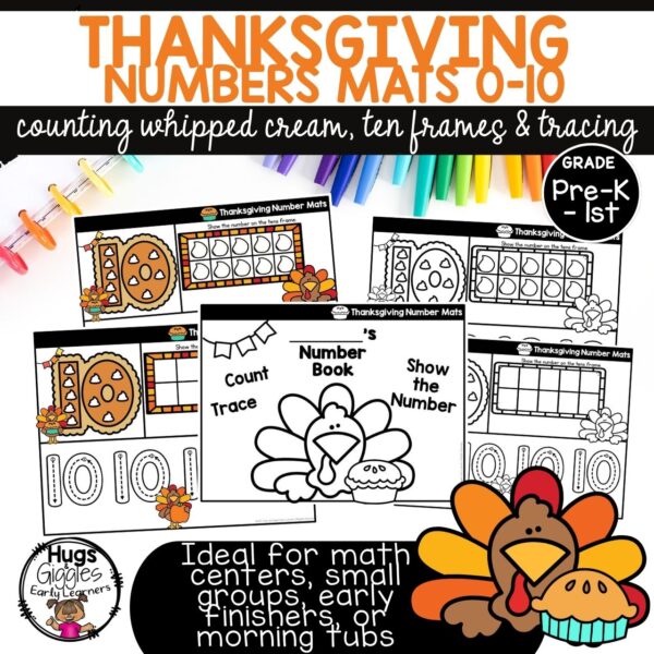 Thanksgiving Number Mats | Count, Ten Frames & Trace Numbers 0–10 ...