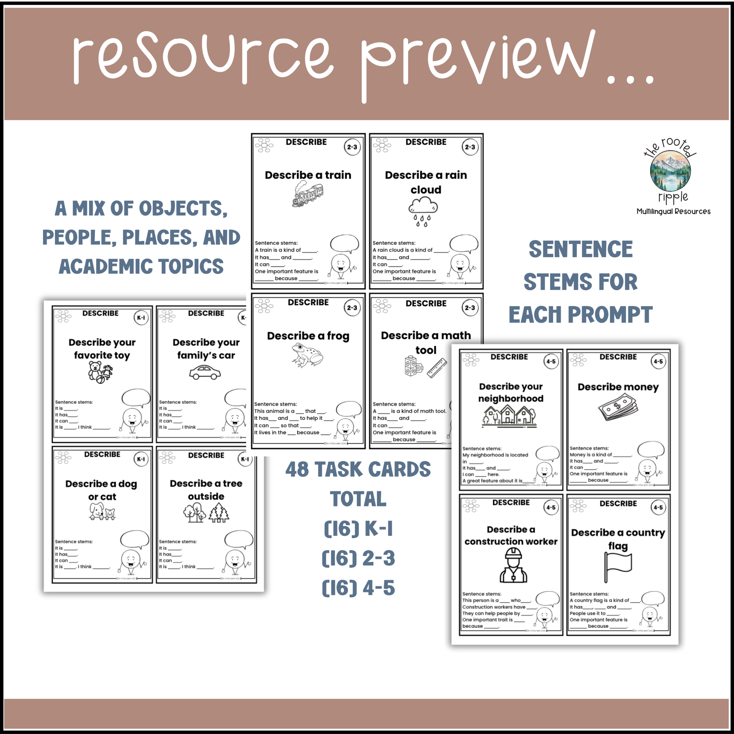 WIDA-Aligned Speaking Task Cards (Describe) | K–5 ELL/ESL Oral Language ...