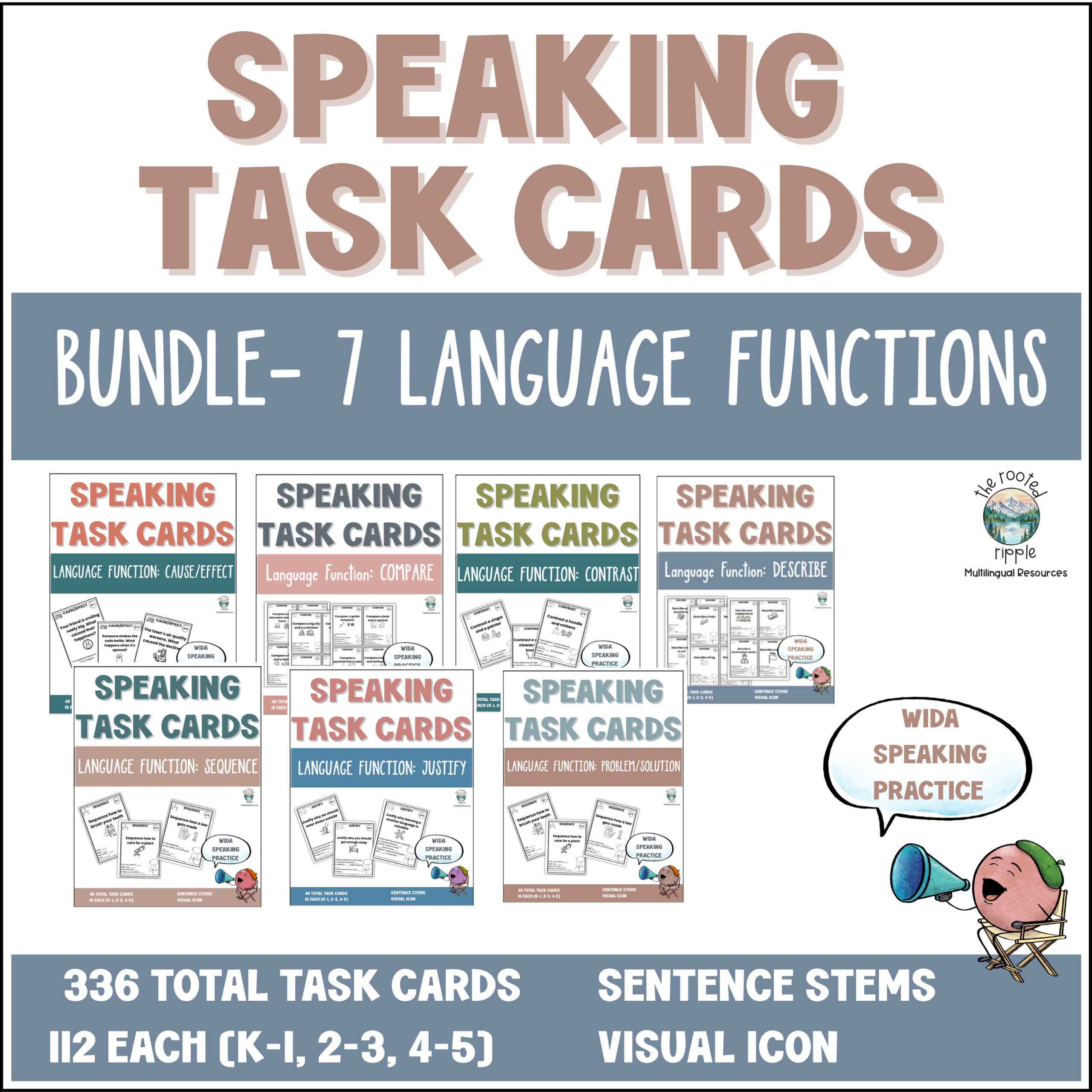 WIDA-Aligned Speaking Task Cards Bundle | 7 Language Functions for ELL ...