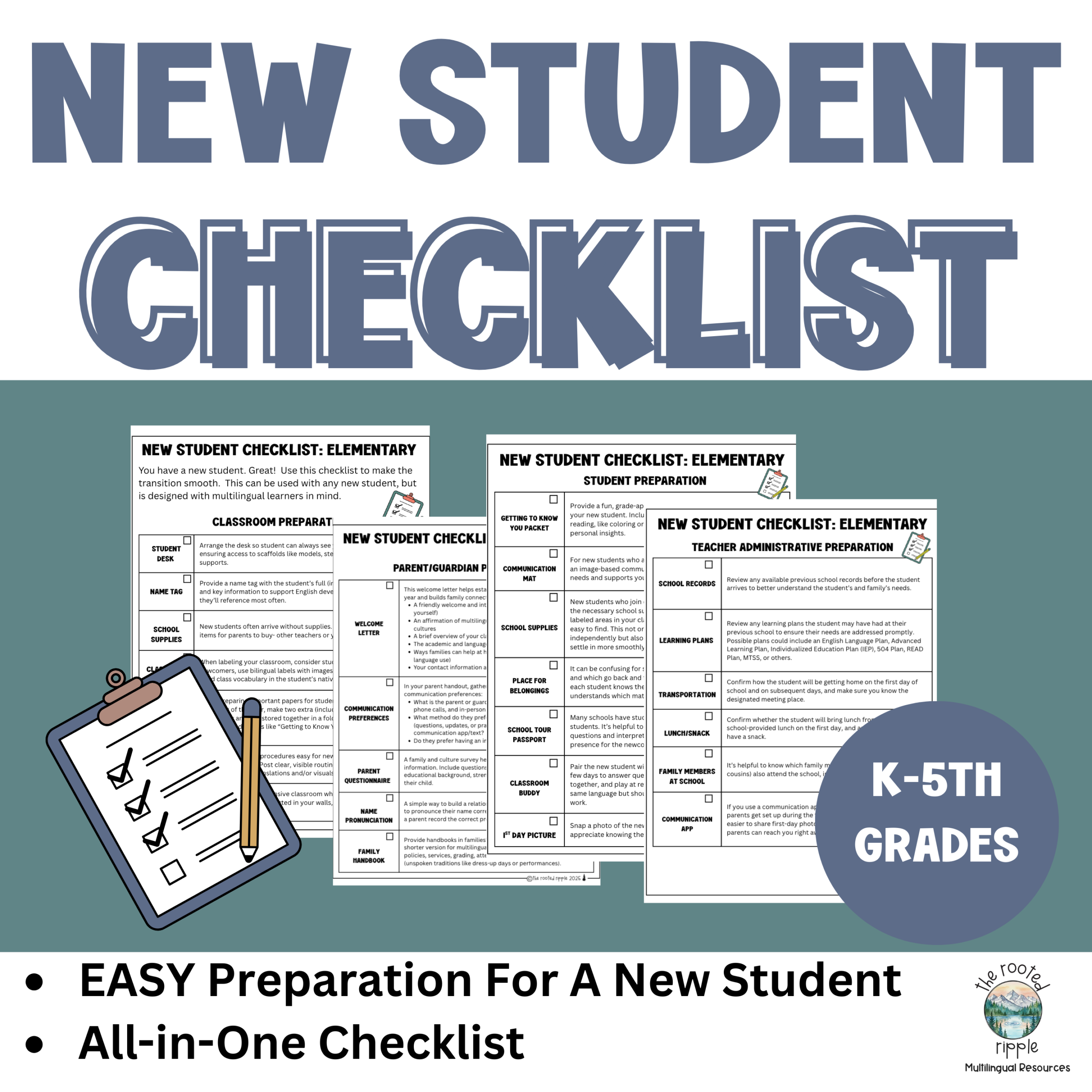 New Multilingual Learner Checklist for Teachers | ELL New Student ...