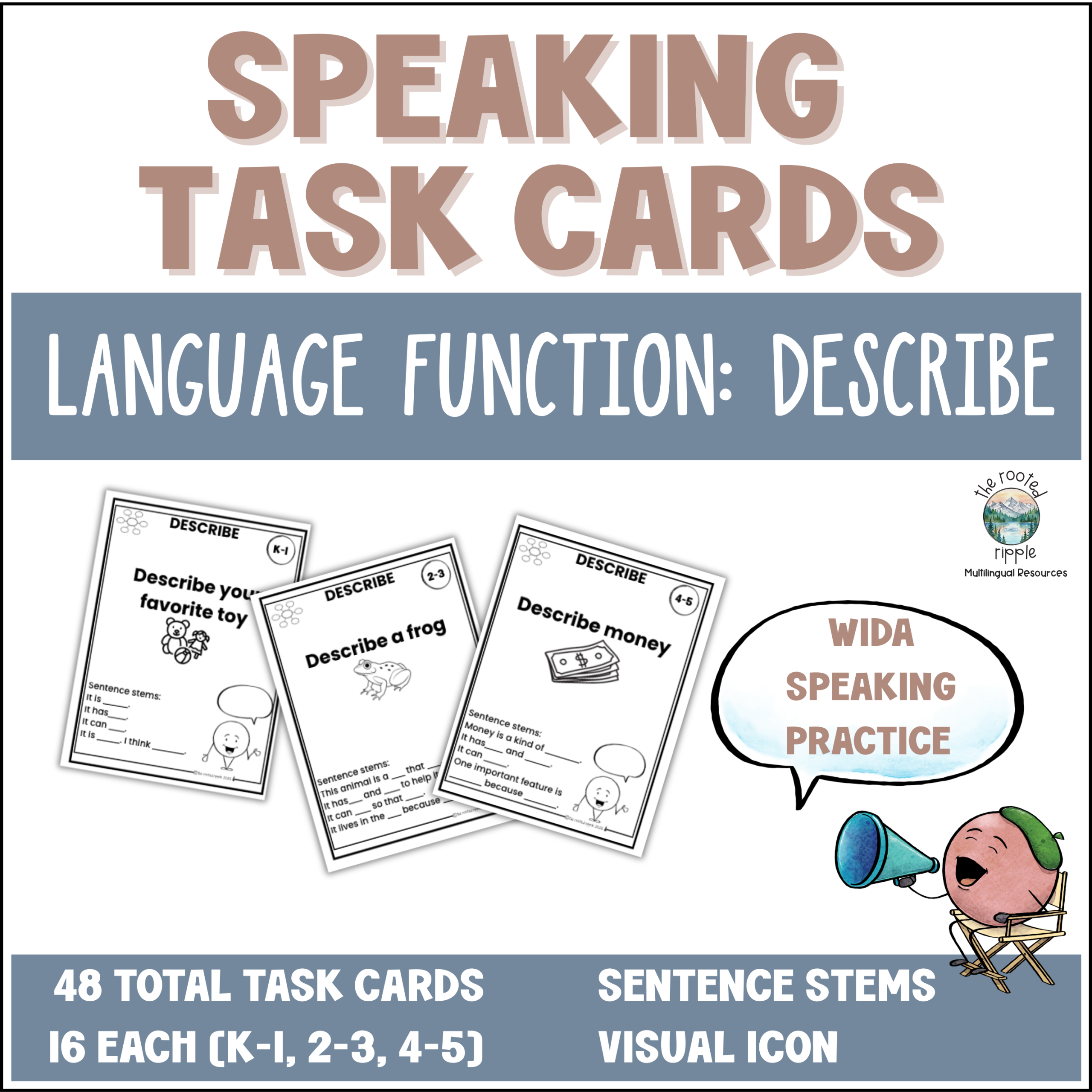 WIDA-Aligned Speaking Task Cards (Describe) | K–5 ELL/ESL Oral Language ...