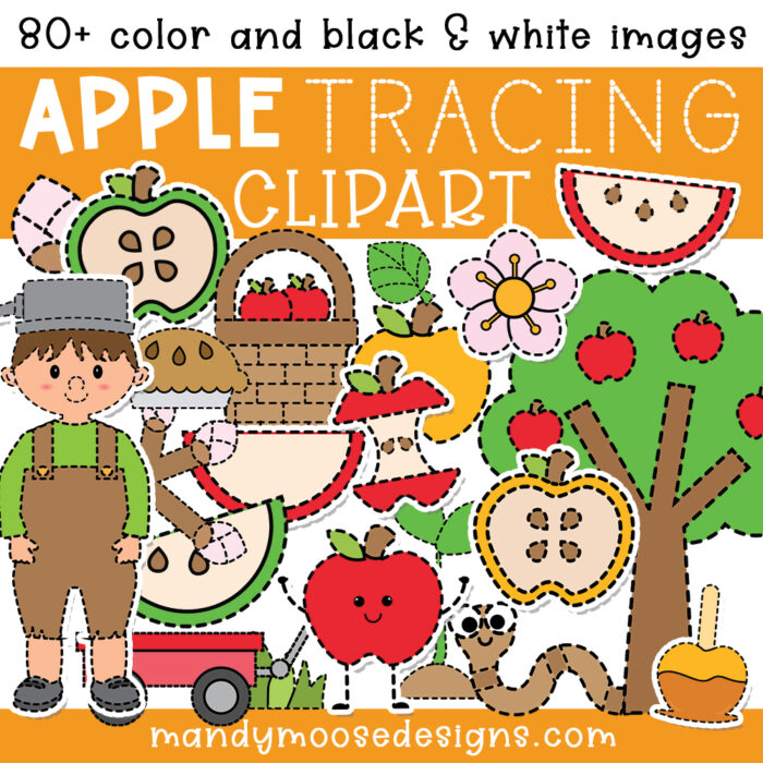 Apple Tracing Clipart |Orchard Clip Art | Apple Life Cycle | Fine Motor ...