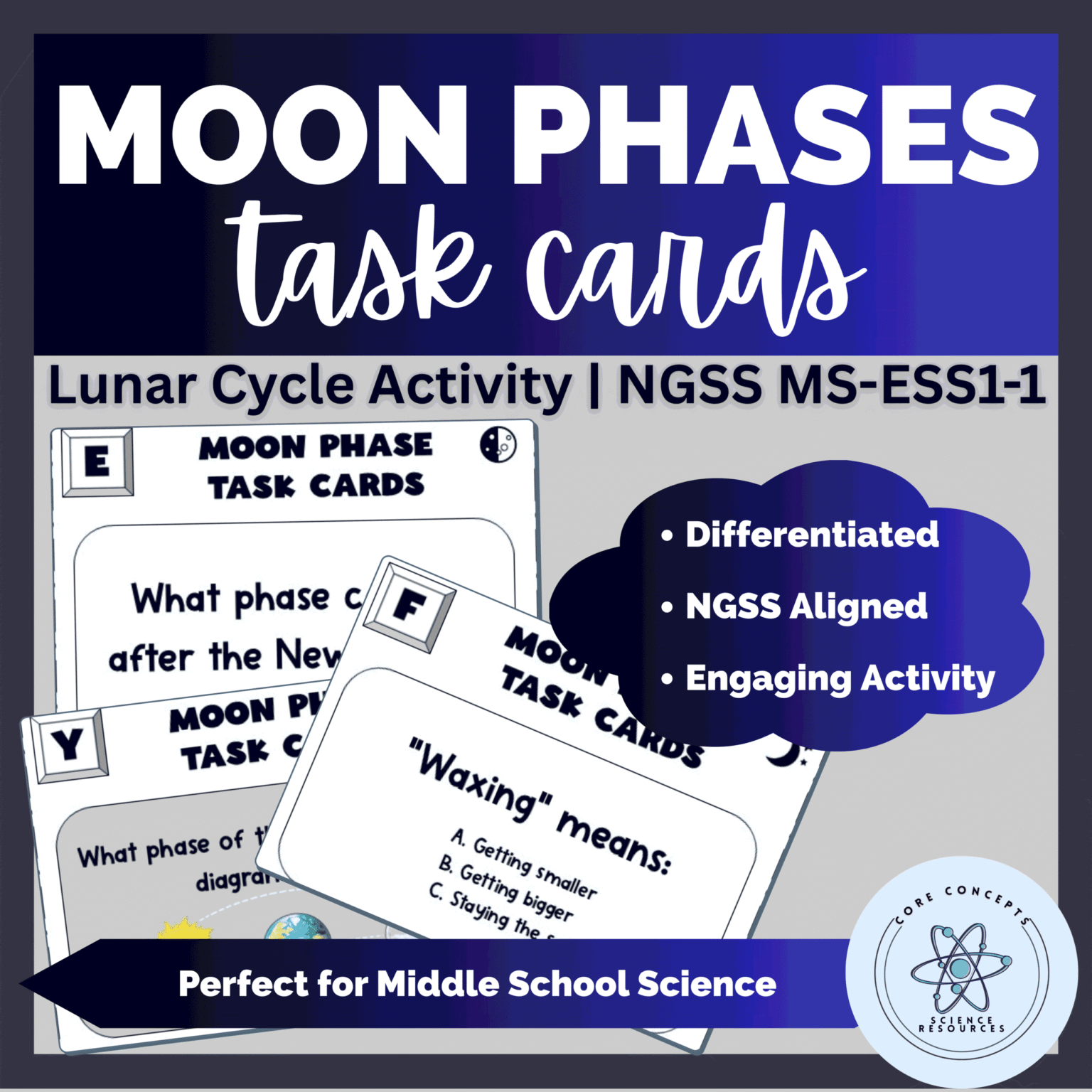 Moon Phase Lunar Cycle Task Cards - TeacherStore.io™
